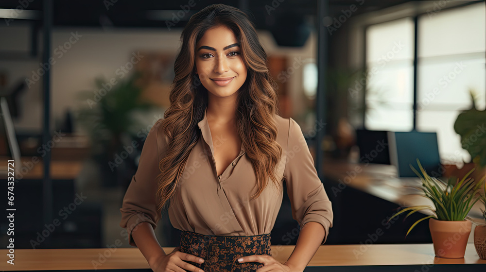 Beautiful Indian girl in office Stock Illustration | Adobe Stock