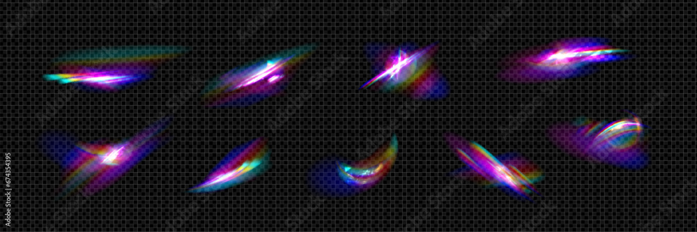 Set of diamond light refraction effect on transparent background ...