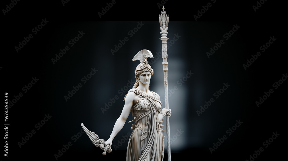 Ancient Greek goddess Athena Pallas statue in front of the Parthenon ...