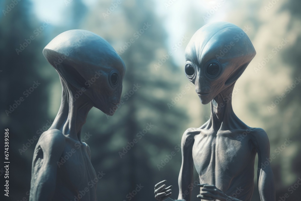 Fantasy aliens talking to each other. Extraterrestrial creatures ...
