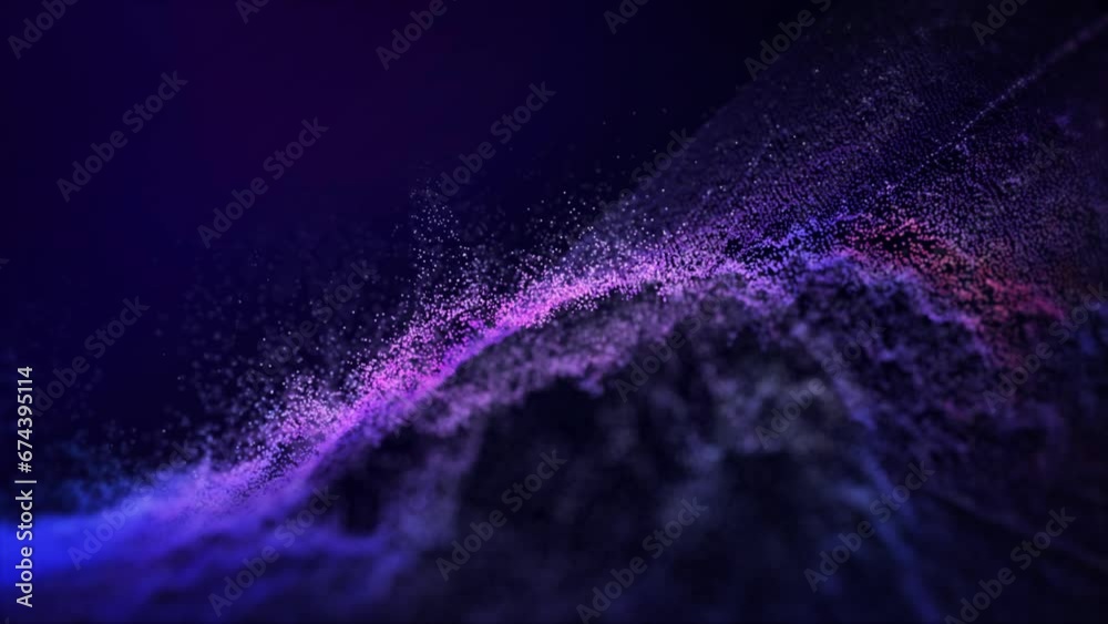 3D Abstract Particles Animated grain spreading, Colorful powder paint ...