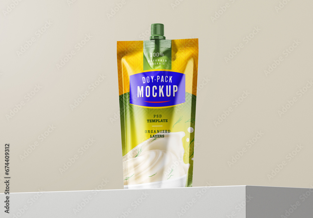 Doypack Standing Pouch Packaging Mockup Stock Template | Adobe Stock