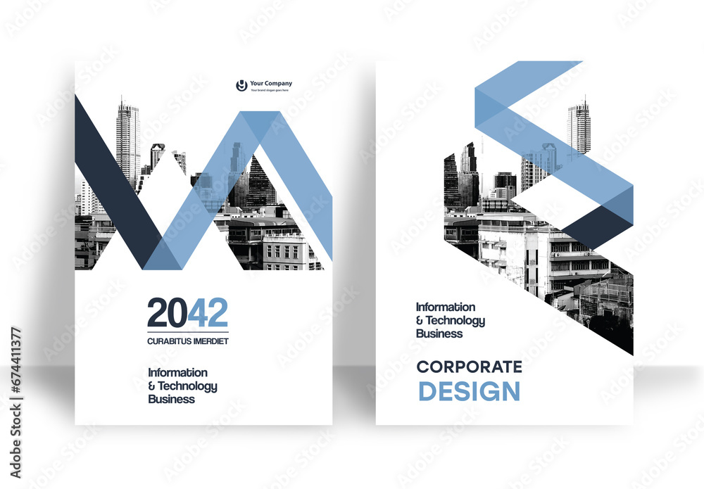 Blue and White Book Cover Layout Stock Template | Adobe Stock