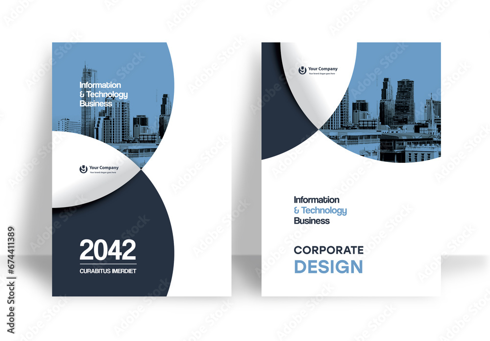 Blue and White Book Cover Layout Stock Template | Adobe Stock