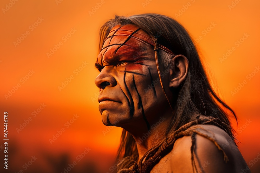 Neanderthal man face portrait. History ancient museum early era ...