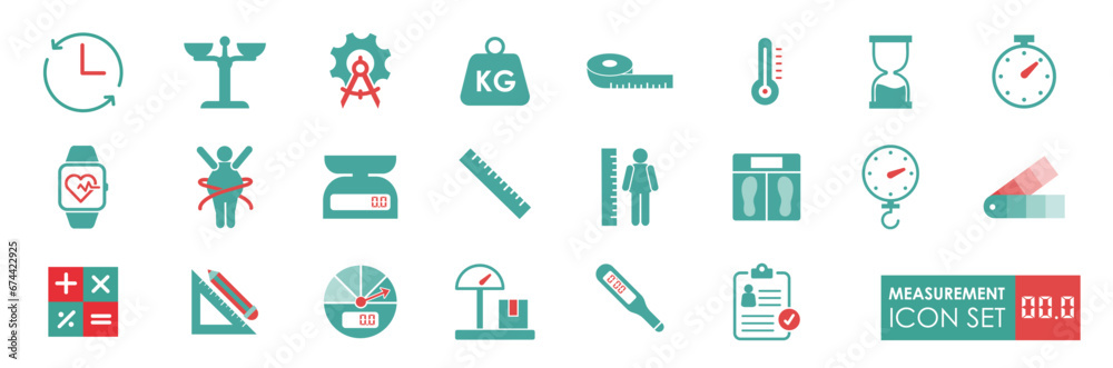 Set of Measurement icons. For website marketing design, logo, app ...