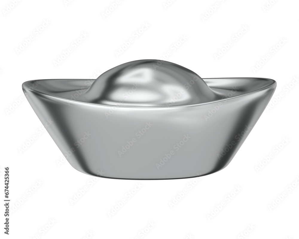 Chinese ancient Sycee silver ingot nugget isolated on white background ...