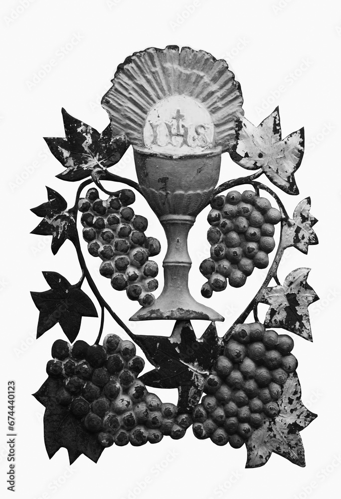 Very ancient stone statue of Christian Communion as symbol of Christian ...