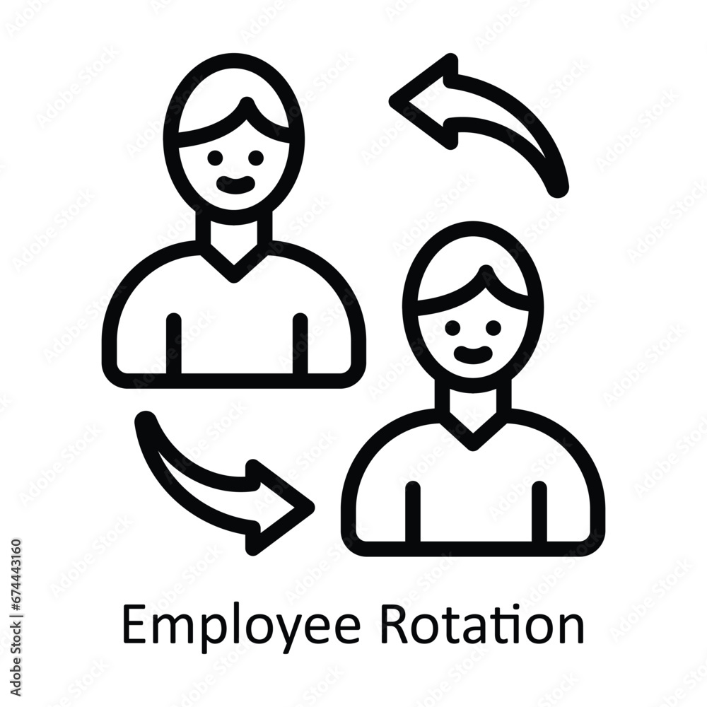 Employee Rotation vector outline Design illustration. Symbol on White ...