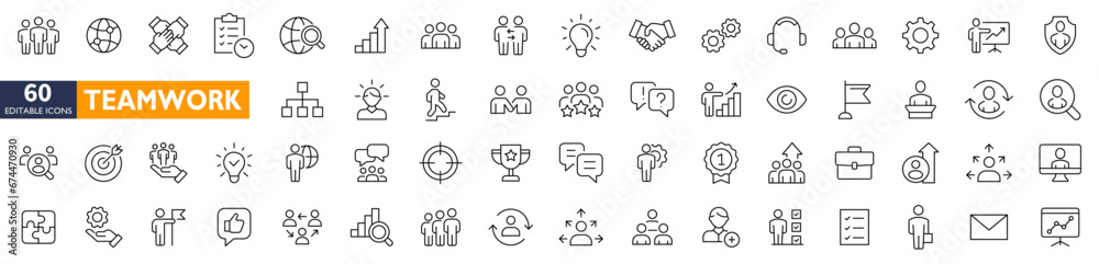 teamwork icons, Business teamwork, team building, work group and human ...