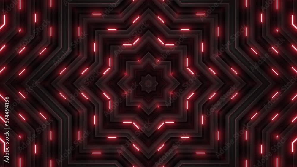 This stock motion graphic video of 4K Red Neon Background with gentle overlapping curves on ...