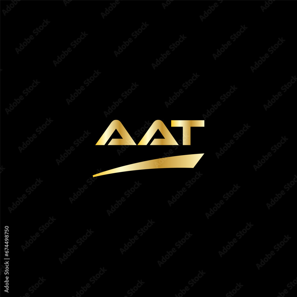 AAT initial letter logo on black background with gold color. modern ...
