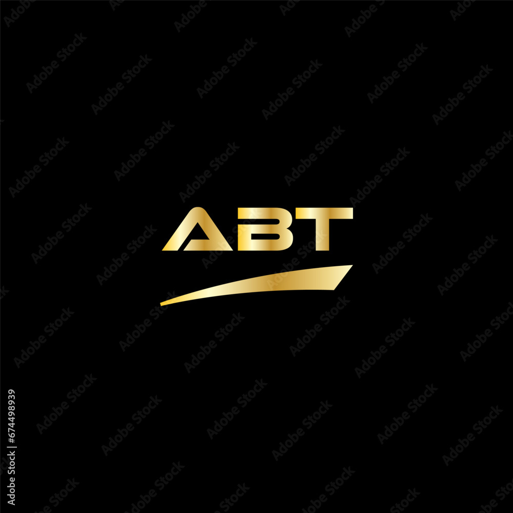 ABT initial letter logo on black background with gold color. modern ...