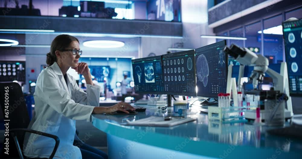 Diverse Colleagues Working In Medical Research Laboratory: Female ...