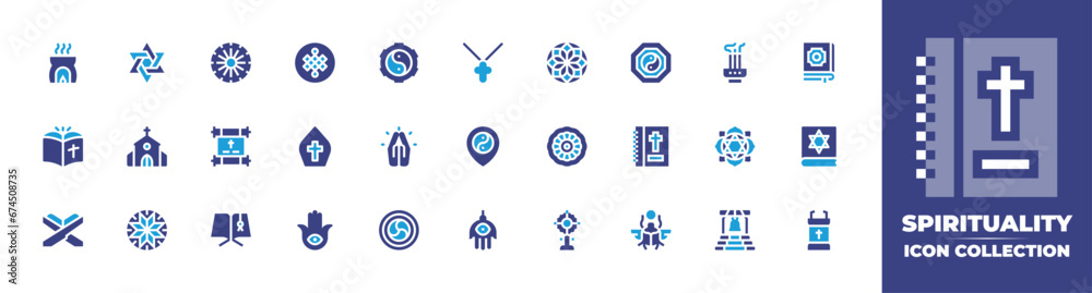 Vetor de Spirituality icon collection. Duotone color. Vector and ...