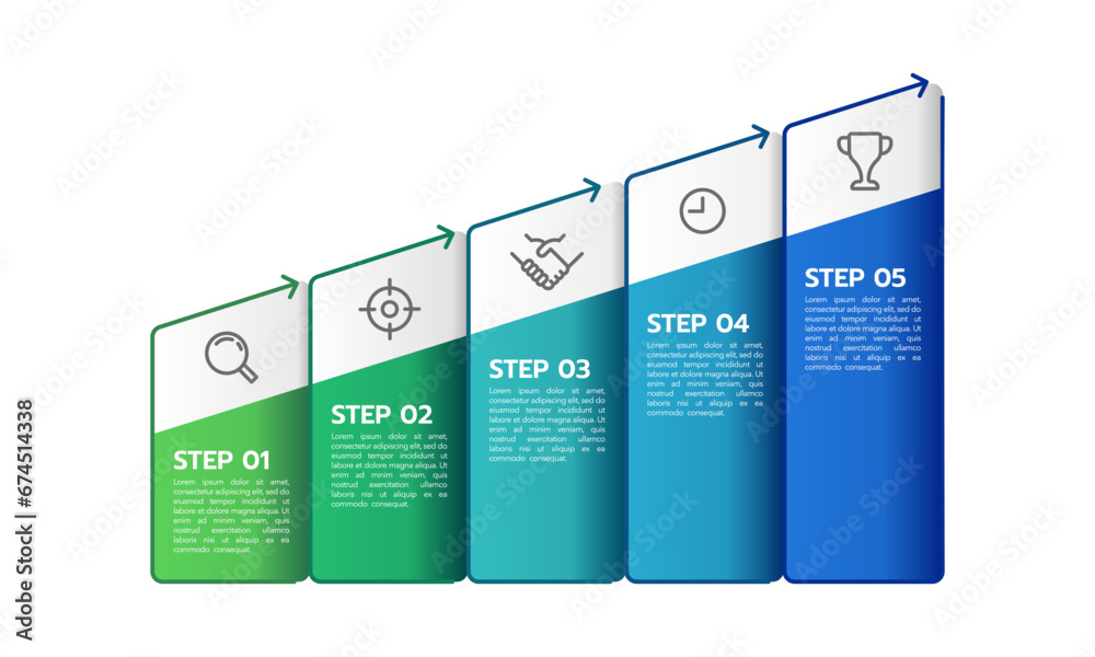 Infographic showing the 5 steps of growth. Vector illustration. Stock ...