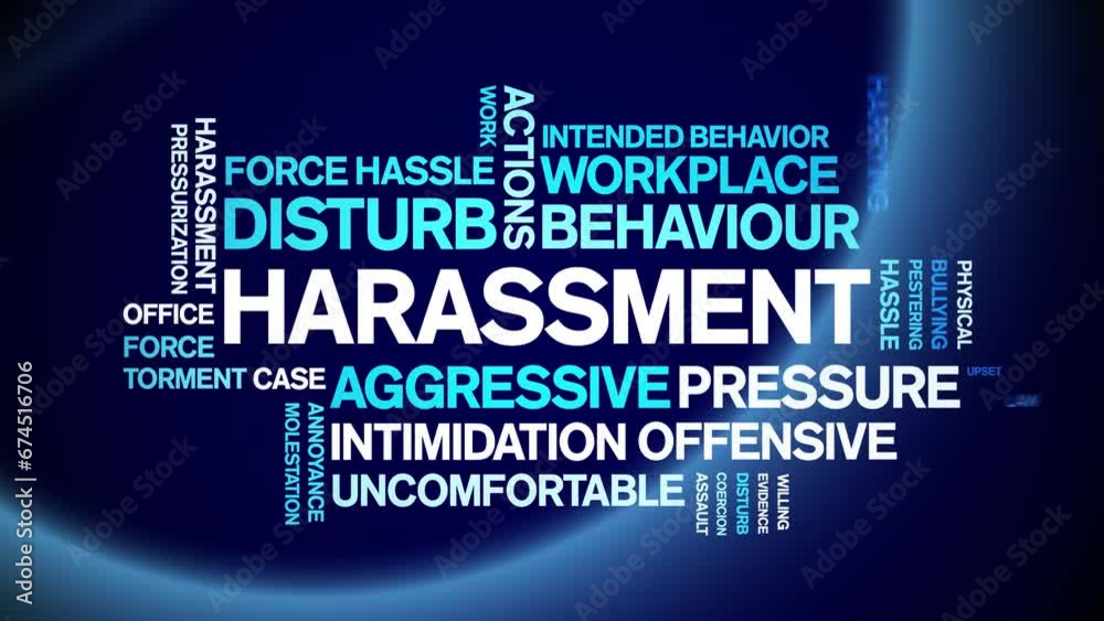 Harassment animated tag word cloud;text design animation kinetic ...