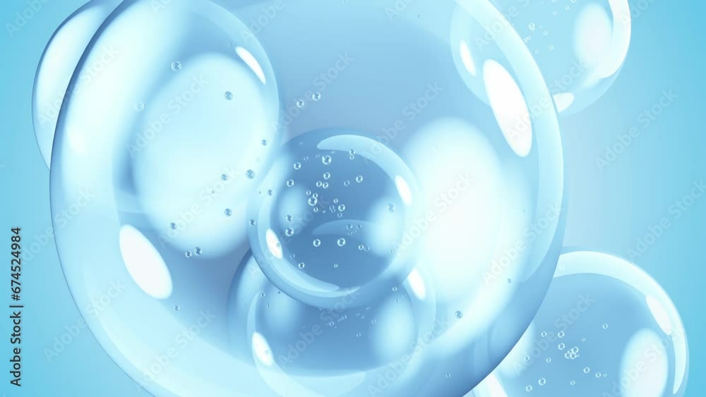 Water bubble element animation. Movement of air bubbles on blue ...