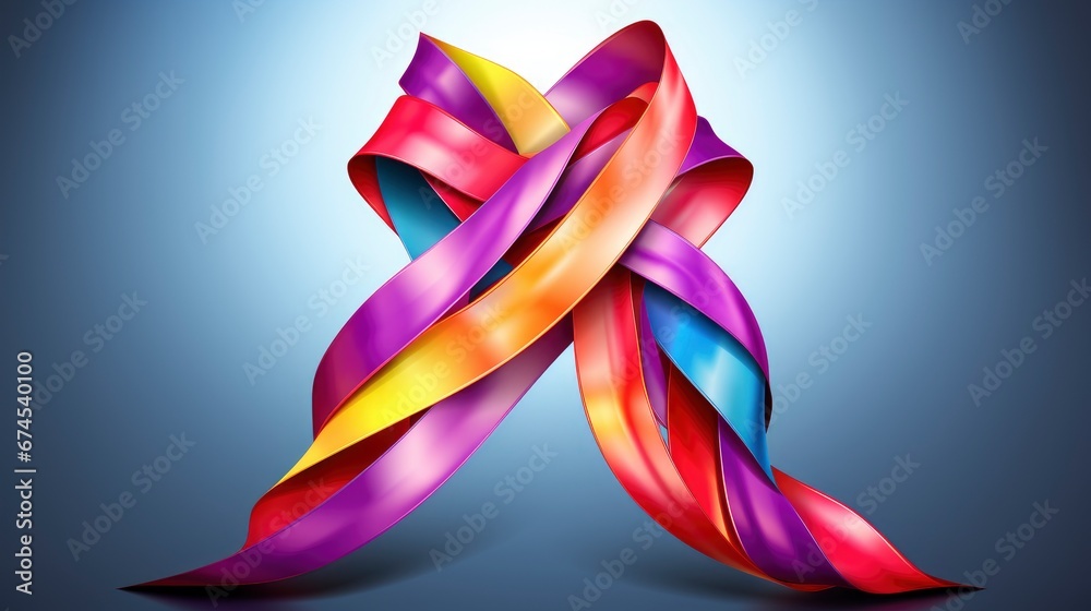 A Rainbow Flag And Red Ribbon Together For World, Background Images ...
