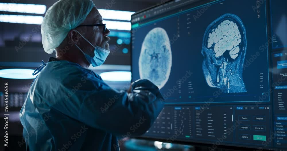 Hospital Research Laboratory: Portrait Of Caucasian Male Neurosurgeon ...
