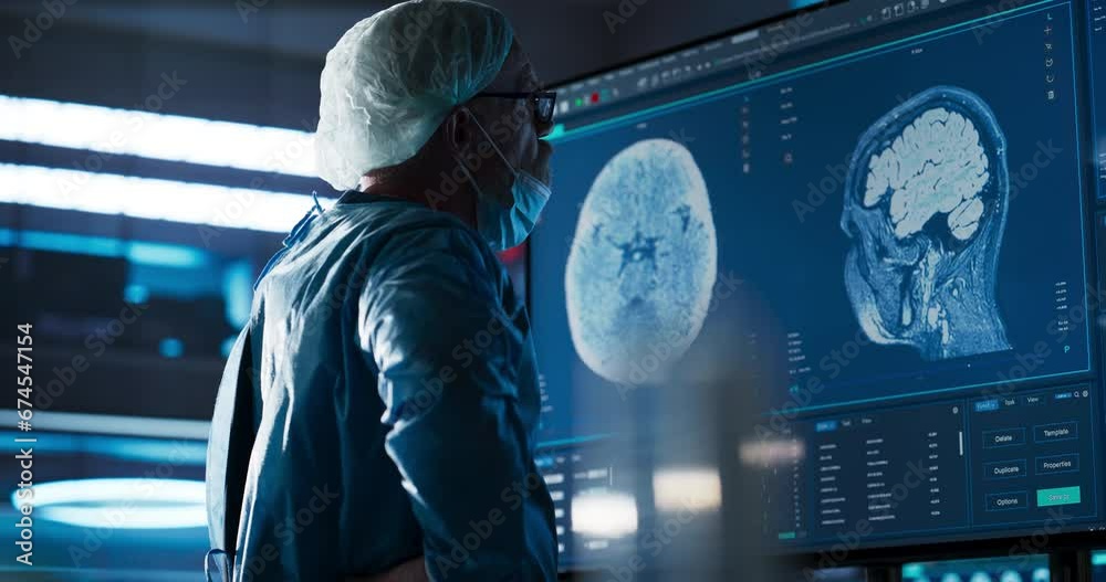 Medical Hospital Research Laboratory: Caucasian Male Neurosurgeon ...