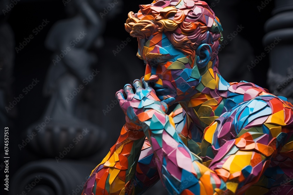 Contemporary art. Think about it. sad man . A statue of a man ...