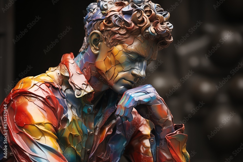 Contemporary art. Think about it. sad man . A statue of a man ...