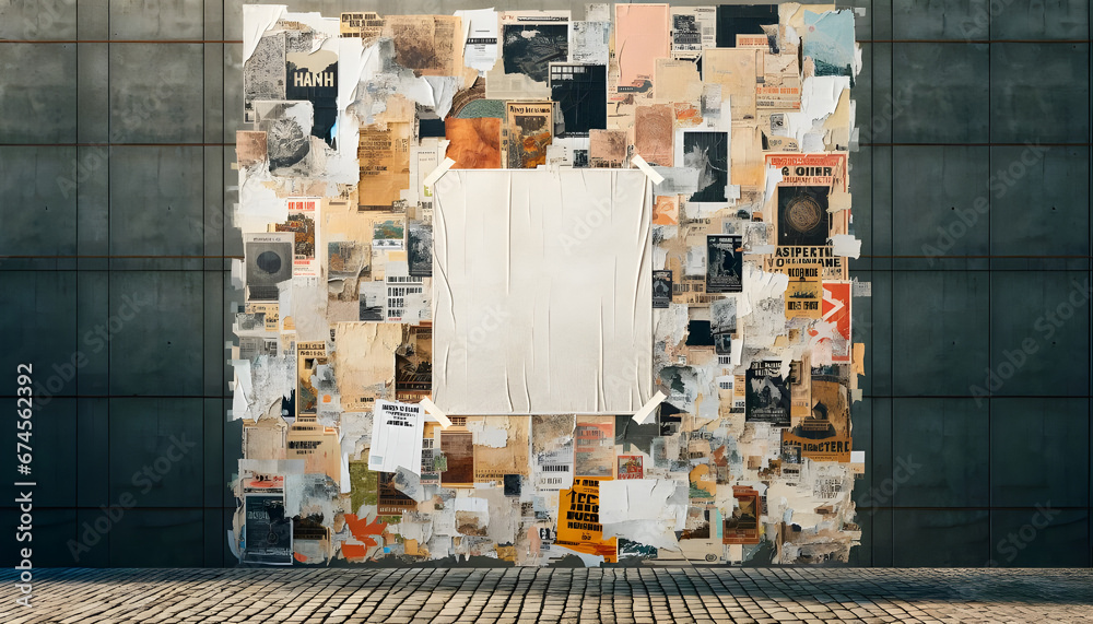 Adhesive street poster mockup template insitu on concrete wall ...