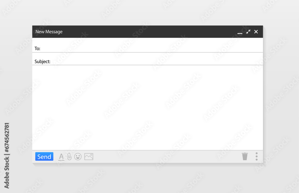 Blank email window, template. Email message window. Modern flat style. E-mail blank template ...