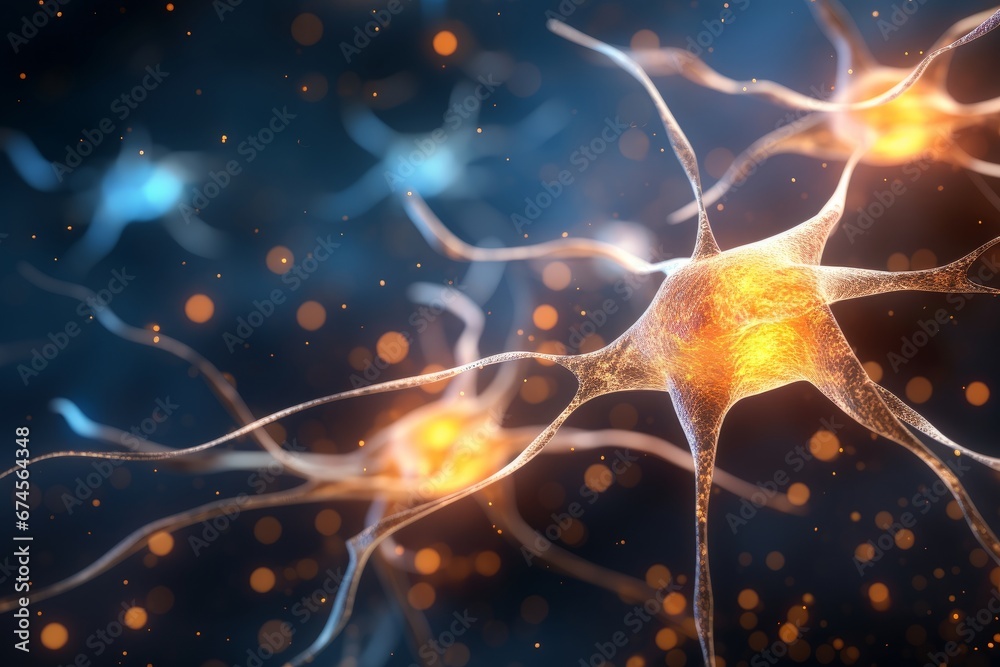 eural synapses with electrical impulses traveling across them Stock ...