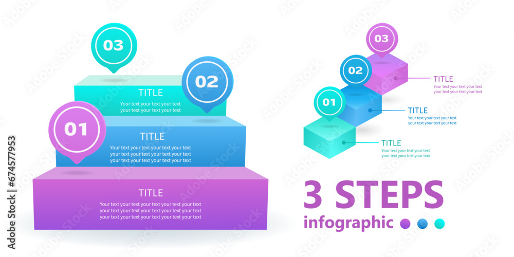Infographics for business in the form of growth ladders with numbering ...