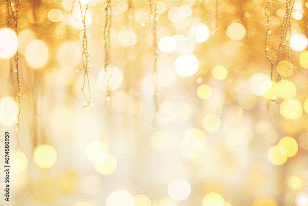 Sparkling Background with Bokeh made of Elegant Gold Christmas Lights. Texture of Blurred ...