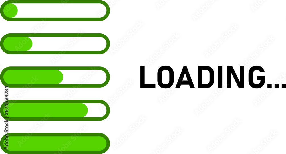 Loading Bar Loader Indicator Icon Set with Various Stages of the ...