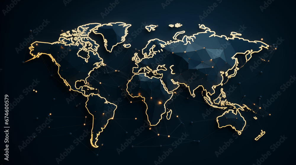 Digitalized Modern World Map Enhanced with AR-V Technologies ilustração ...