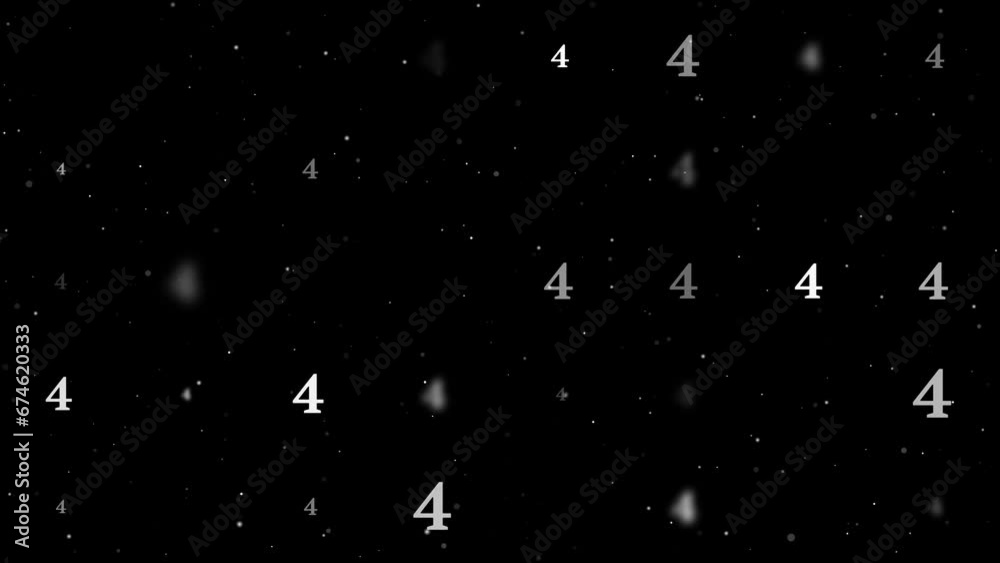 Template animation of evenly spaced number four symbols of different ...