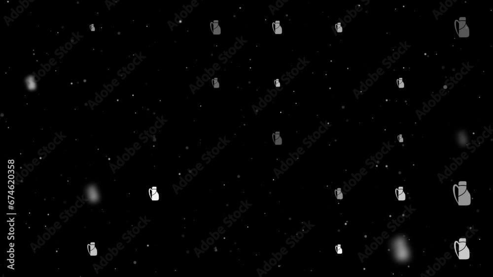 Template animation of evenly spaced travel backpack symbols of ...