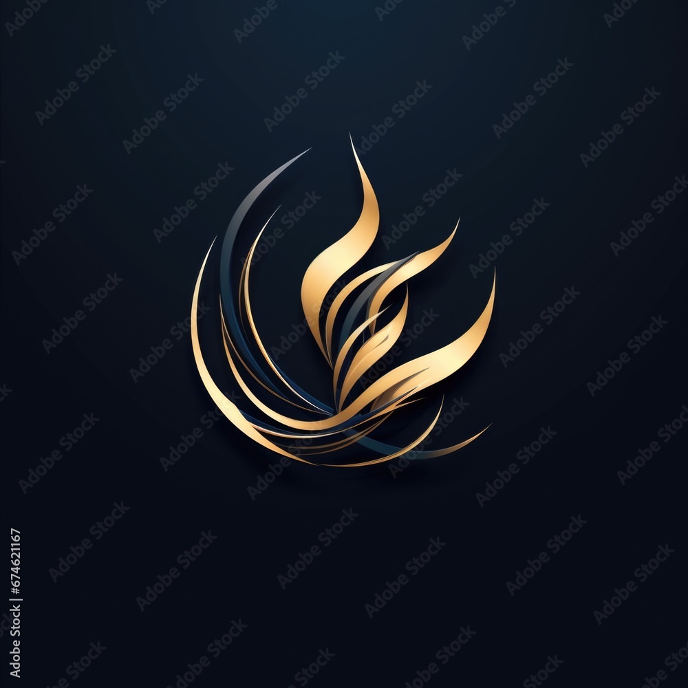 Circle water logo, wind sphere plant leaves, wings flame sun abstract ...