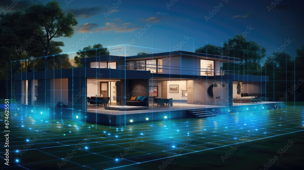 A smart home with AI augmented reality, modern management system ...