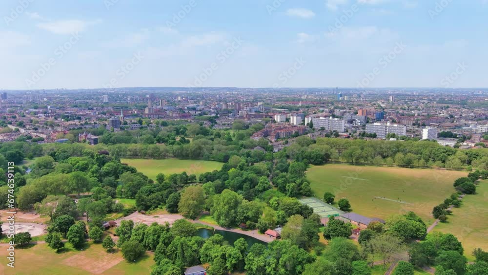 London, England: Aerial view of capital city of UK, iconic Victoria ...