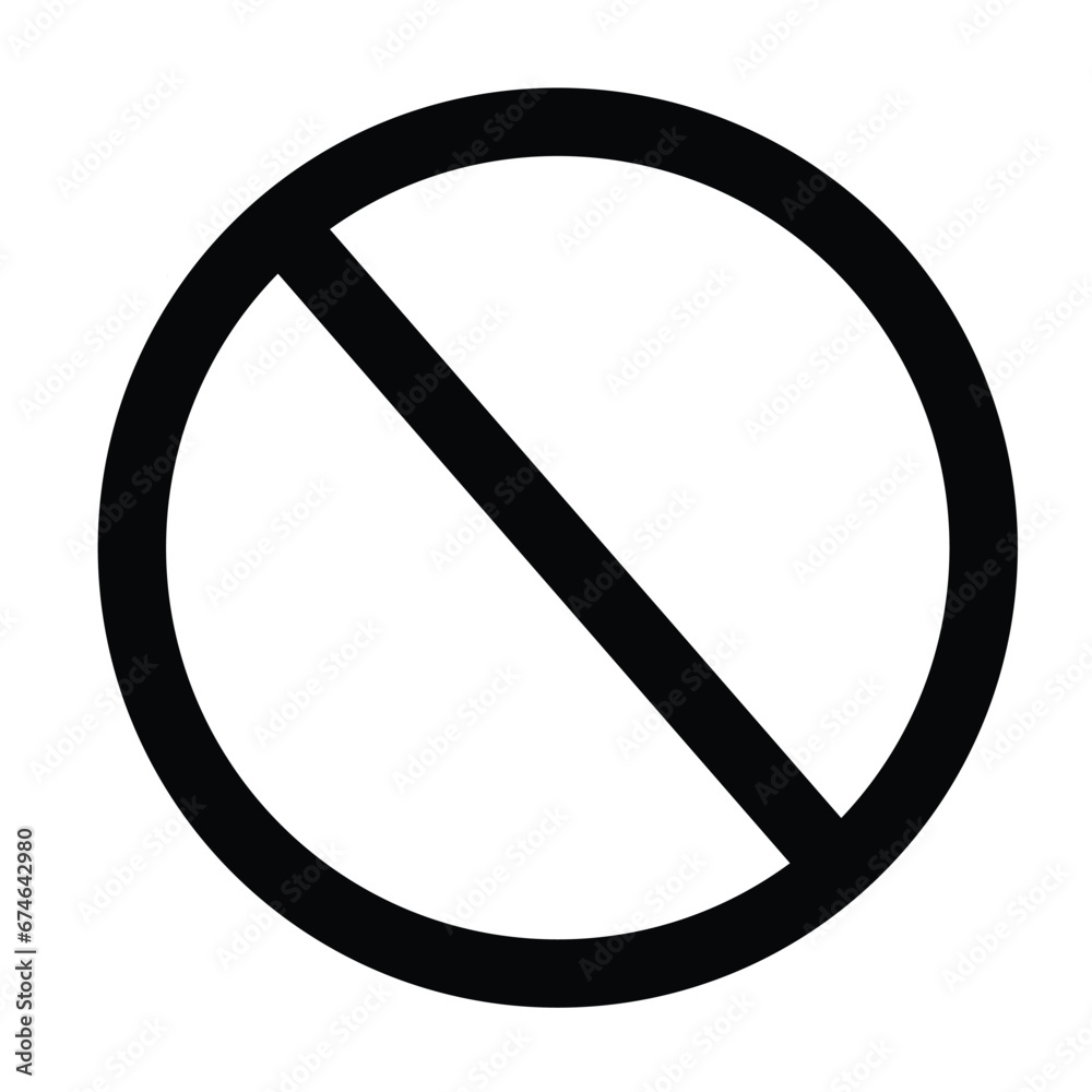 vector stop sign icon. No sign, isolated black warning, vector, eps 10 ...