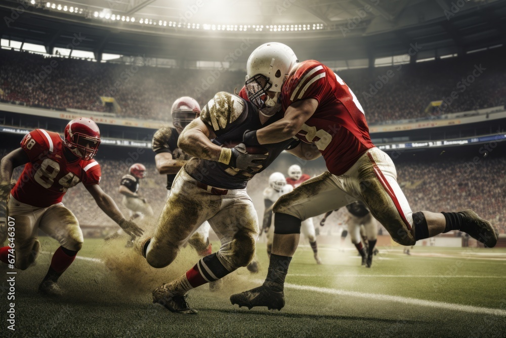 Foto de Football players colliding within an American football stadium ...