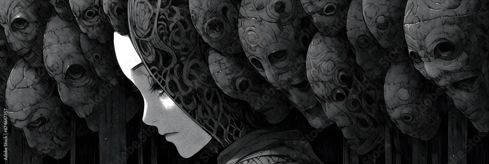Horror Anime Manga style background design art Stock Illustration ...