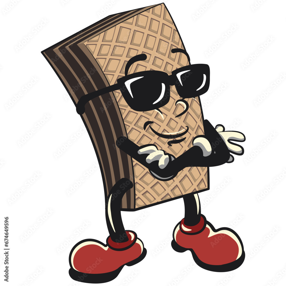 vintage mascot chocolate wafer character with cute face in cool style ...