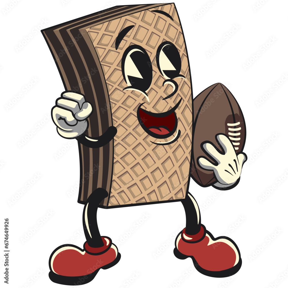 vintage mascot chocolate wafer character with funny face playing ...