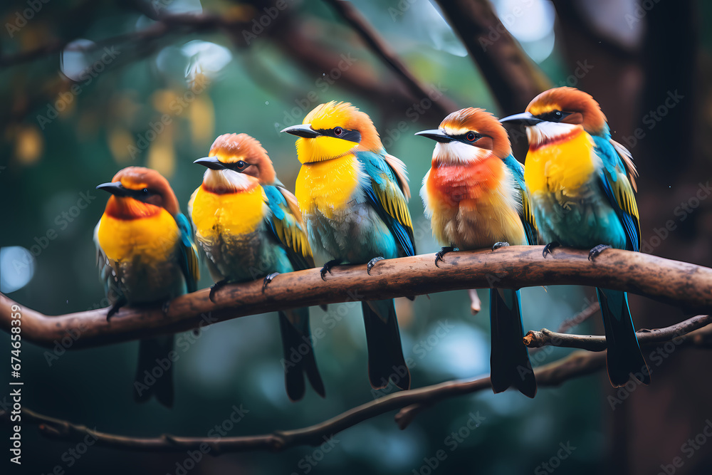 Colorful birds sitting on a branch in the wild., wildlife photography ...