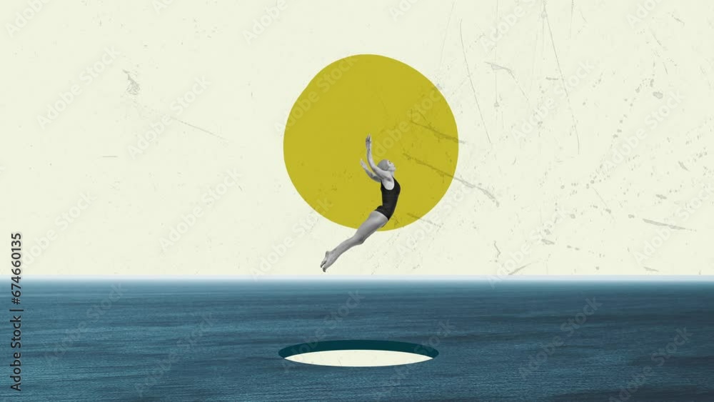 Vidéo Stock Stop motion. Animation. Young slim woman in swimming suit ...