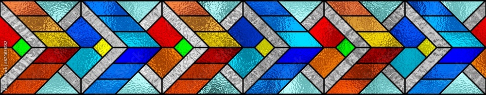 Stained glass window. Seamless geometric colorful pattern. Abstract ...
