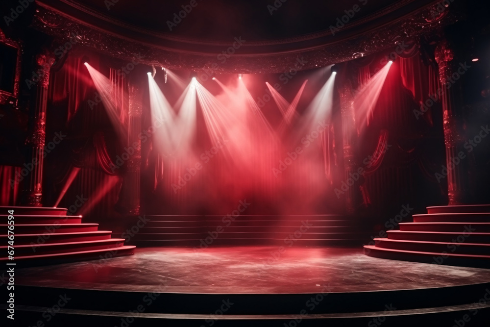 Theater stage light background with spotlight illuminated the stage for ...