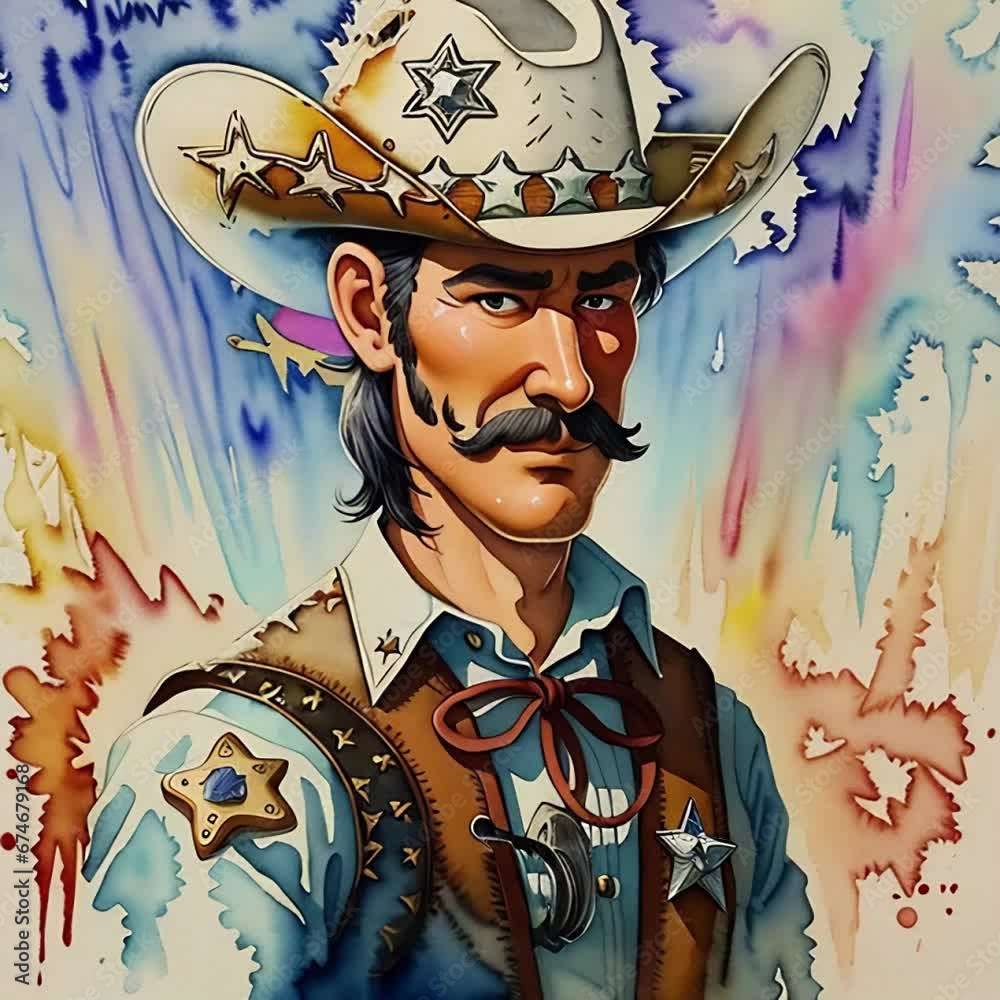 Dandy Cartoon Sheriff. Generative AI. Animated morphing scowling ...