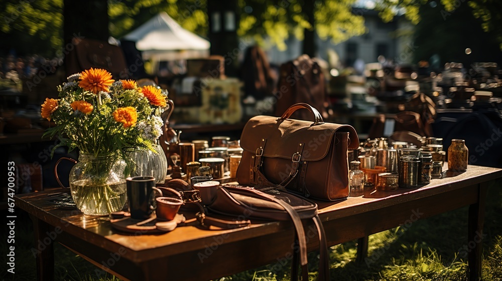 Garage Sale, Vintage and Used Goods on Display at an Afternoon Flea ...